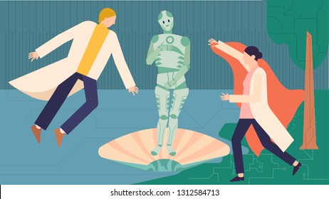 Birth Robot Concept Vector Illustration Flat Stock Vector (Royalty Free ...