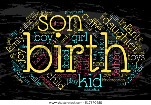 Birth Word Cloud Grunge Background Family Stock Vector (Royalty Free ...