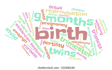 Birth Word Cloud Multicolored Font White Stock Vector (Royalty Free ...