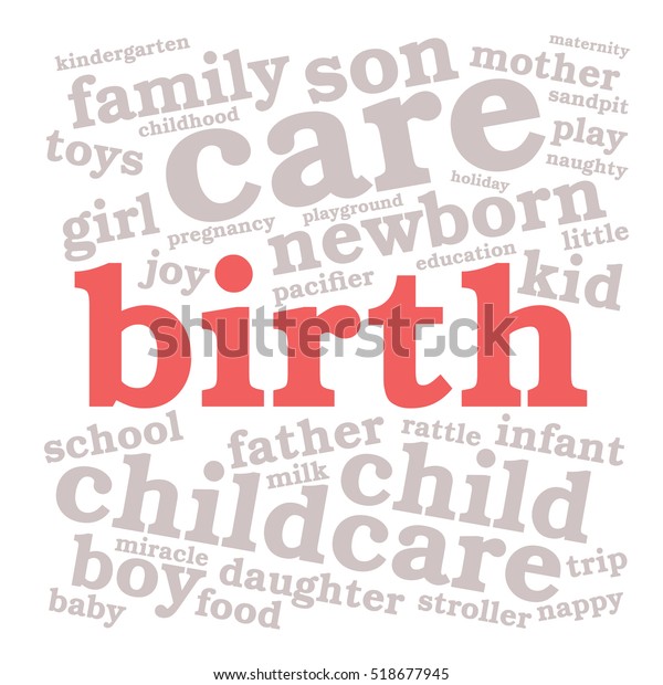 Birth Word Cloud Red Font White Stock Vector (Royalty Free) 518677945 ...