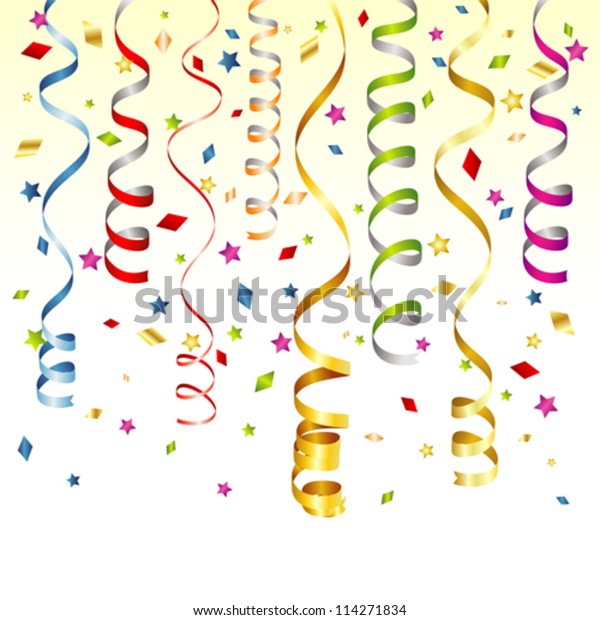 Birthday Background Streamer Confetti Vector Illustration: เวกเตอร์ ...