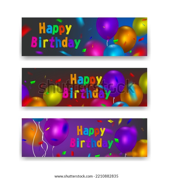 Birthday Balloons Banners Vector Illustration Cards Stock Vector ...