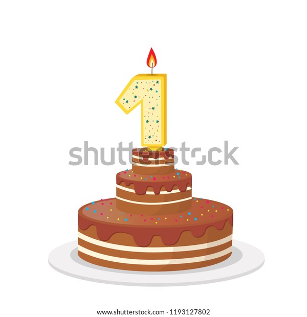 Birthday Cake 1 Year Vector Stock Vector (Royalty Free) 1193127802