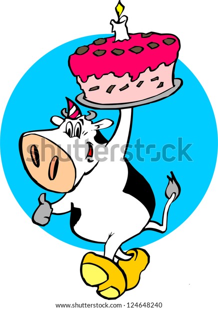 Birthday Cake Cow Stock Vector (Royalty Free) 124648240