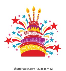 Birthday Cake Fireworks Vector Image Holiday Stock Vector (Royalty Free ...