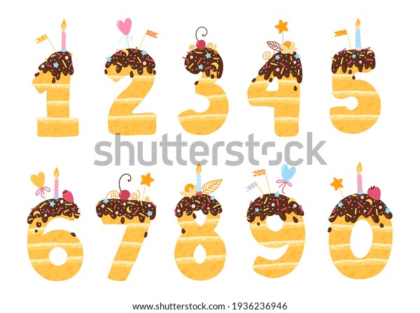 Birthday Cake Form Numbers 1 10 Stock Vector (Royalty Free) 1936236946