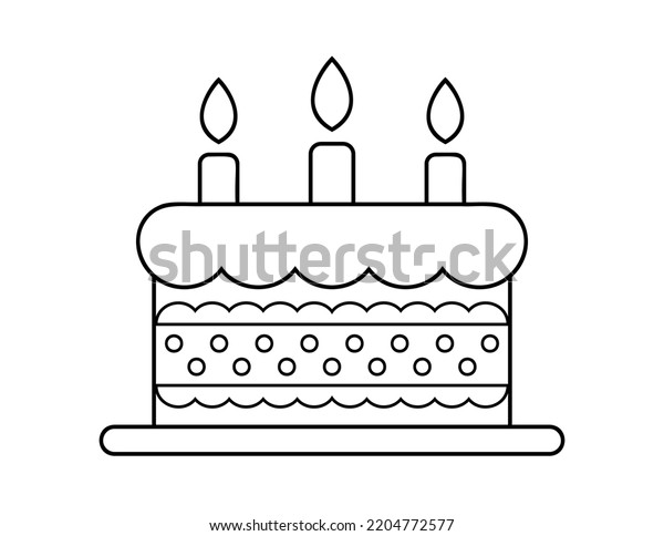 Birthday Cake Simple Minimal Outline Logo Stock Vector (Royalty Free ...