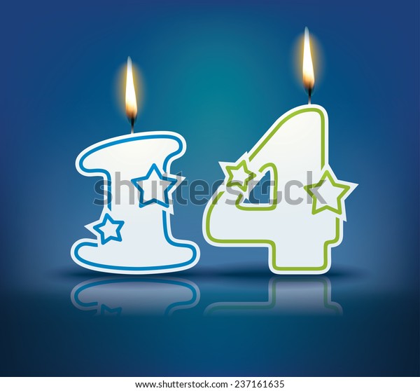 Birthday Candle Number 14 Flame Eps Stock Vector (Royalty Free ...