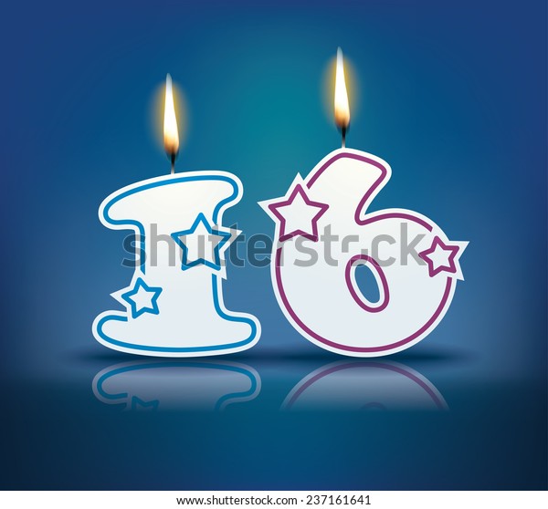 Birthday Candle Number 16 Flame Eps Stock Vector (Royalty Free ...