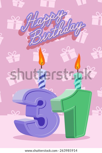 Birthday Candle Number 31 Flame Vector Stock Vector (Royalty Free ...