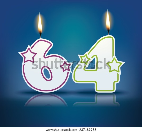 Birthday Candle Number 64 Flame Eps Stock Vector (Royalty Free ...