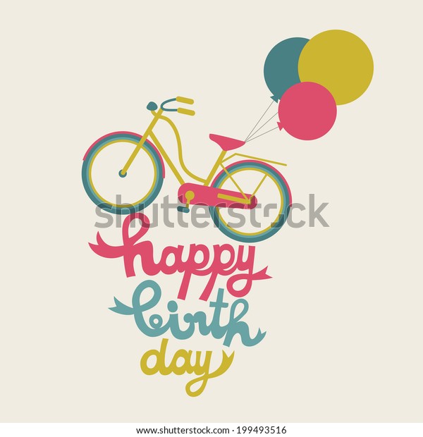 Birthday Card Bicycle Vector Illustration Stock Vector (Royalty Free ...