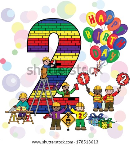 Birthday Card Child Turning Two Years Stock Vector (Royalty Free ...