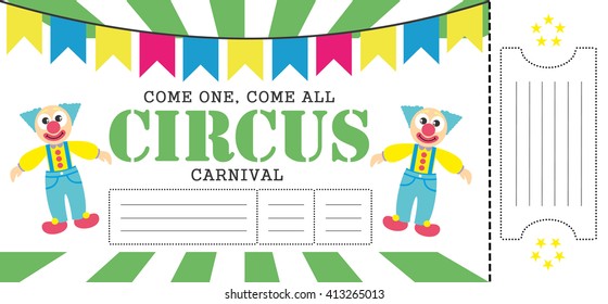Birthday Card Circus Ticket Pass Design Vector De Stock Libre De Regalías 411045004