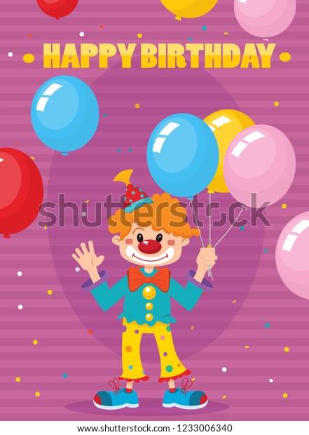 Birthday Card Clown Stock Vector (Royalty Free) 1233006340 | Shutterstock