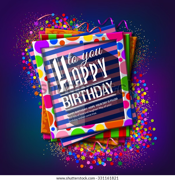 Birthday Card Frames Colorful Textures Wishing Stock Vector (Royalty ...