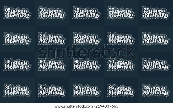 Birthday Celebration Lettering Design Bundle Typography Stock Vector ...