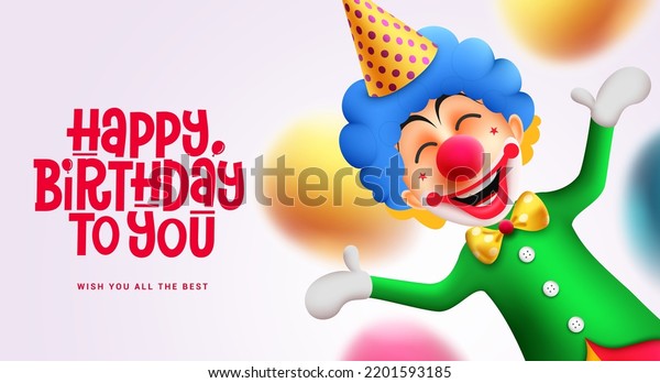 Birthday Clown Character Vector Design Happy Stock Vector (Royalty Free ...
