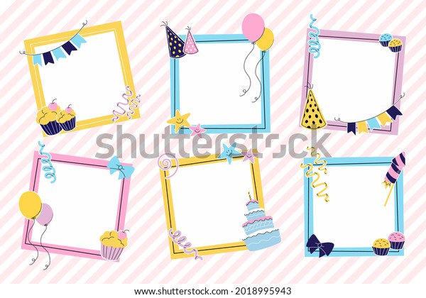 Birthday Collage Frame Design Children Photo Stock Vector (Royalty Free ...