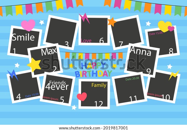Birthday Collage Frame Design Children Photo Stock Vector (Royalty Free ...