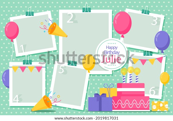 Birthday Collage Frame Design Children Photo Stock Vector (Royalty Free ...