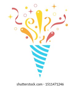 Birthday Exploding Party Star Ribbons Striped Stock Vector (Royalty ...