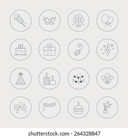 Birthday Line Icon Set Stock Vector (Royalty Free) 264328847 | Shutterstock