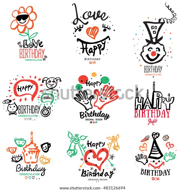 Birthday Logo Illustrations Symbols Emblems Signs: vector de stock ...