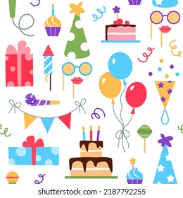 Birthday Party Celebration Seamless Pattern Tile Stock Vector (Royalty ...