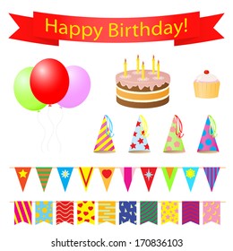 Birthday Party Design Elements Set Stock Illustration 173600816
