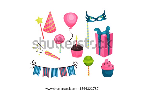Birthday Party Symbols Vector Set Festive Stock Vector (Royalty Free ...
