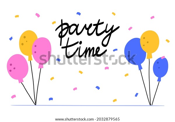 Birthday Party Time Background Horizontal Banner Stock Vector (Royalty ...