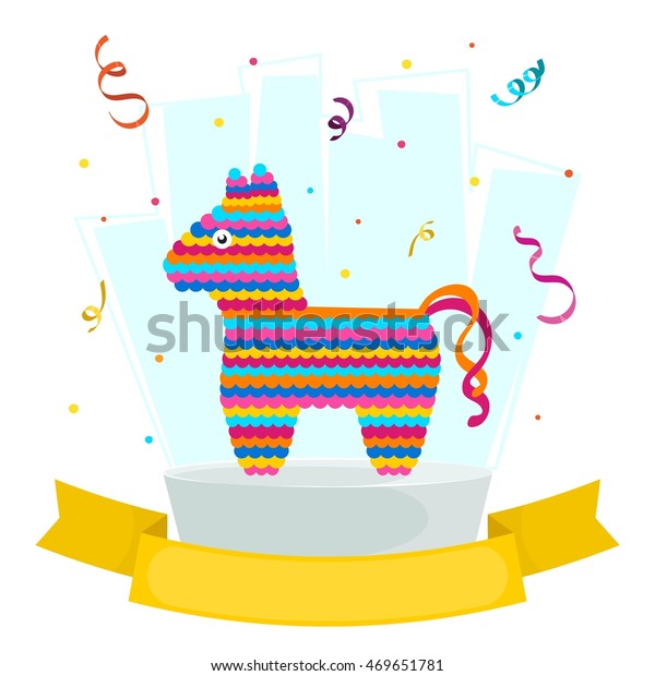 Birthday Pinata Falling Confetti Text Space Stock Vector (Royalty Free ...