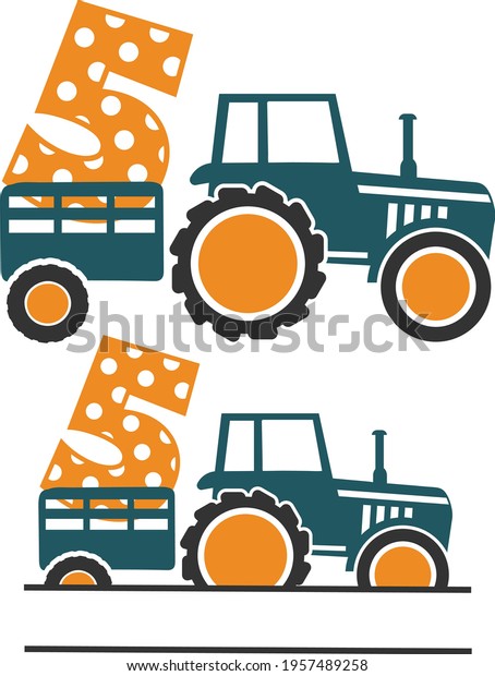 Birthday Tractor Number 5 Tractor Monogram Stock Vector (Royalty Free ...