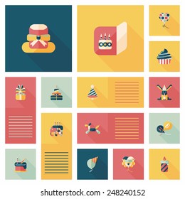 Birthday Ui Flat Banner Background Set Stock Vector (Royalty Free ...
