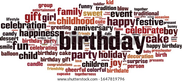 Birthday Word Cloud Concept Collage Made Stock Vector (Royalty Free ...