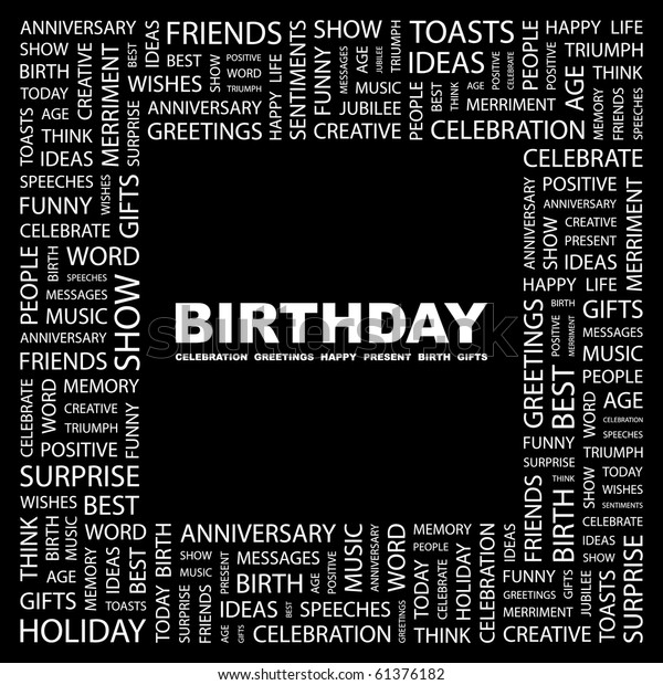 Birthday Word Collage On Black Background Stock Vector (Royalty Free ...