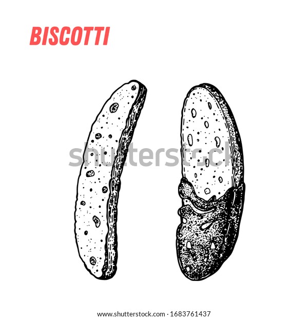 Biscotti Sketch Italian Dessert Vector Illustration Stock Vector ...