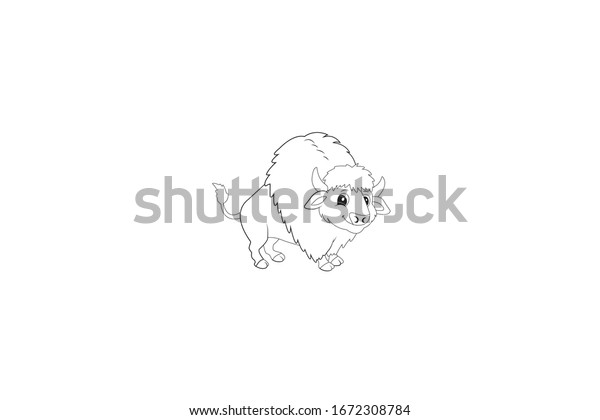 Bison Animal Cartoon Vector Outline Illustration Stock Vector (Royalty ...