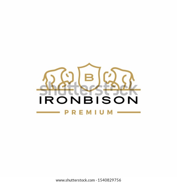 Bison Coat Arms Logo Vector Icon Stock Vector (Royalty Free) 1540829756