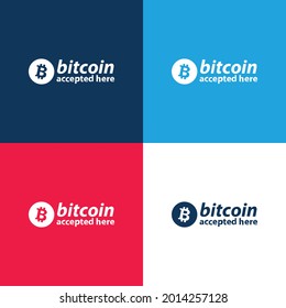 Bitcoin Accepted Here Logo Blue Red Stock Vector (Royalty Free ...