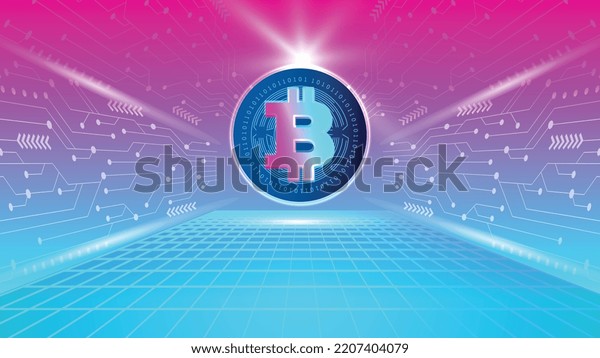 Bitcoin Btc Futuristic Technology Banner Background Stock Vector ...