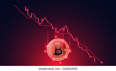 Bitcoin Downtrend Image On Background Decentralized Stock Vector ...