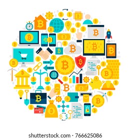 Bitcoin Icons Circle Vector Illustration Cryptocurrency Stock Vector ...