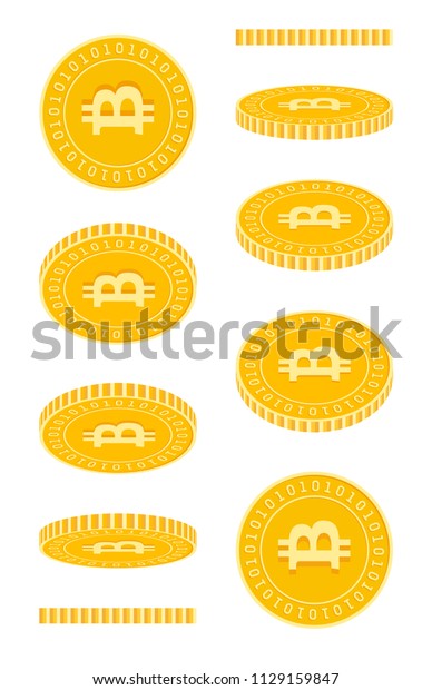 Bitcoin Internet Currency Coins Set Animation Stock Vector (Royalty ...