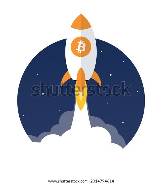 Bitcoin Spaceship Starts Moon Isolation Stock Vector (Royalty Free ...