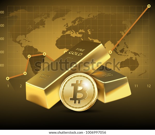 Bitcoin Two Gold Bars On Dark Stock Vector (Royalty Free) 1006997056 ...