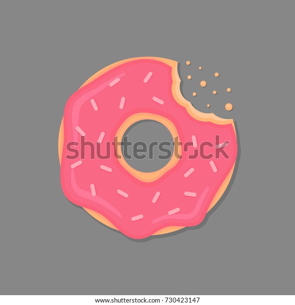 Bitten Donut Pink Icing Sprinkles Cartoon Stock Vector (Royalty Free ...