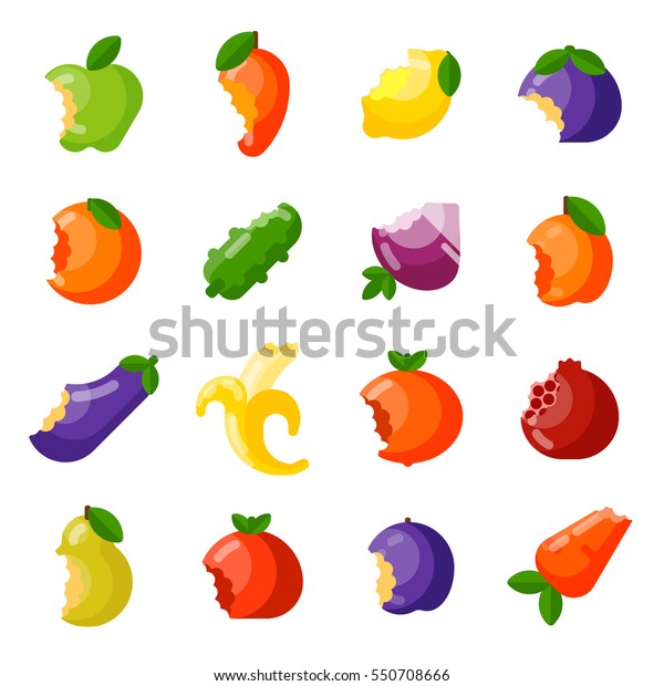 Bitten Fruits Vector Set Stock Vector (Royalty Free) 550708666 ...