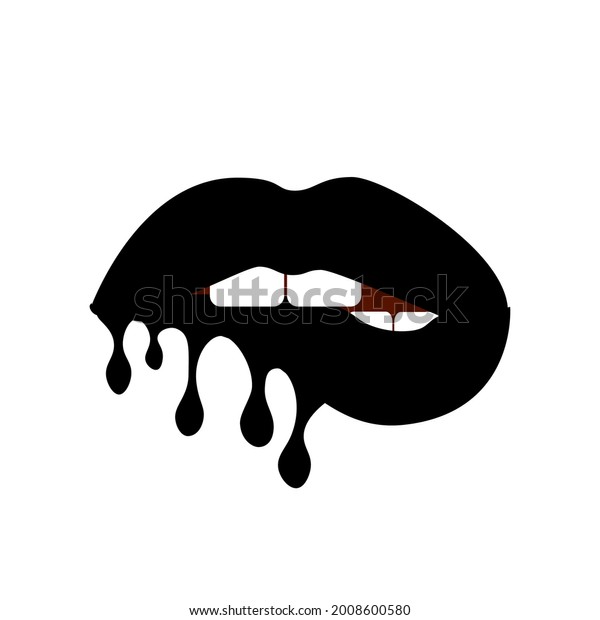 Bitting Black Lips Dripping Paint Vector Stock Vector (Royalty Free ...